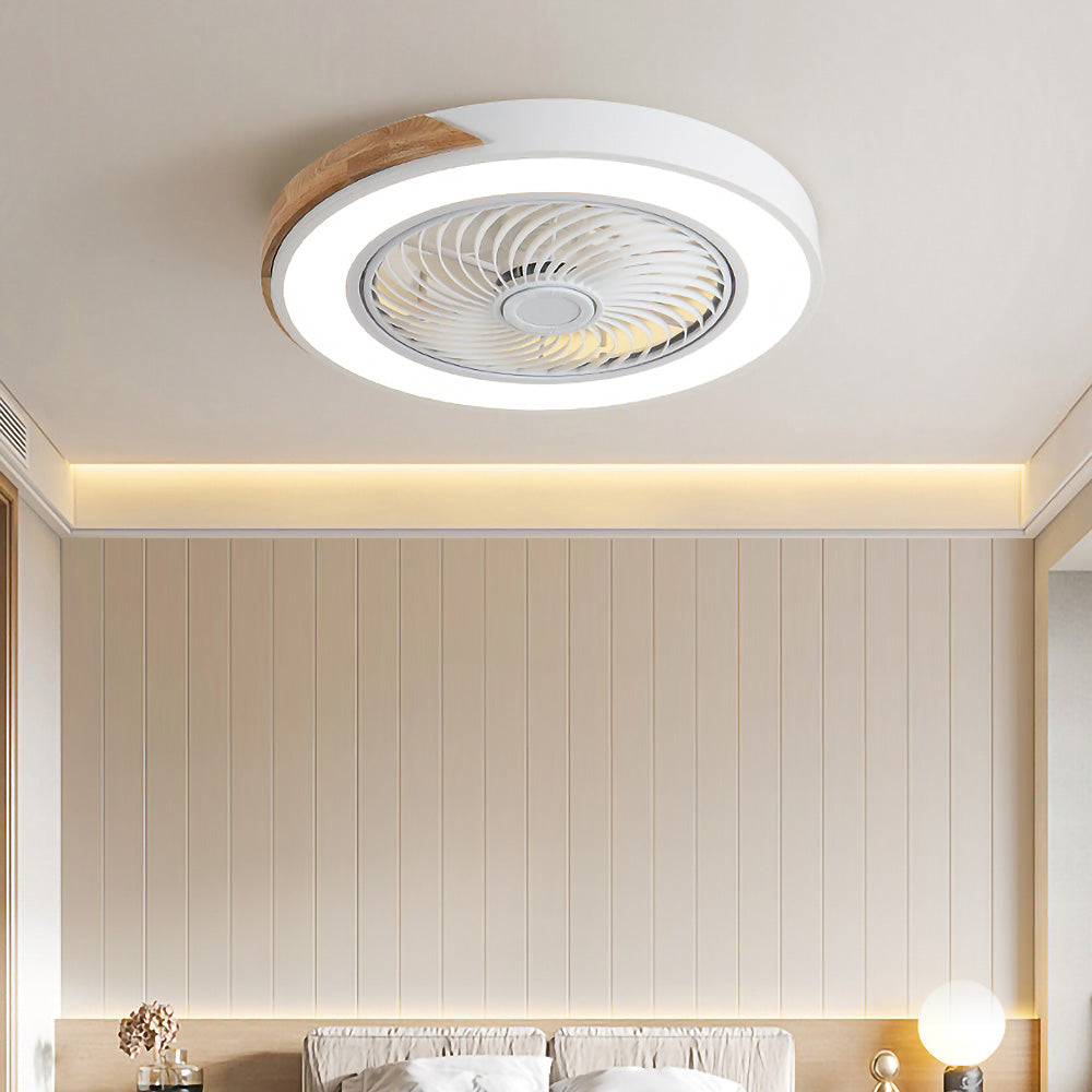 Lampsmodern Modern Round Ceiling Fans with LED Lights Simple Flush ...