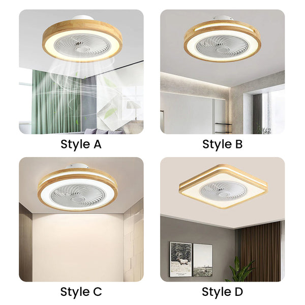 Lampsmodern Wood Round Ceiling Fans with LED Lights Simple Ceiling Fans ...