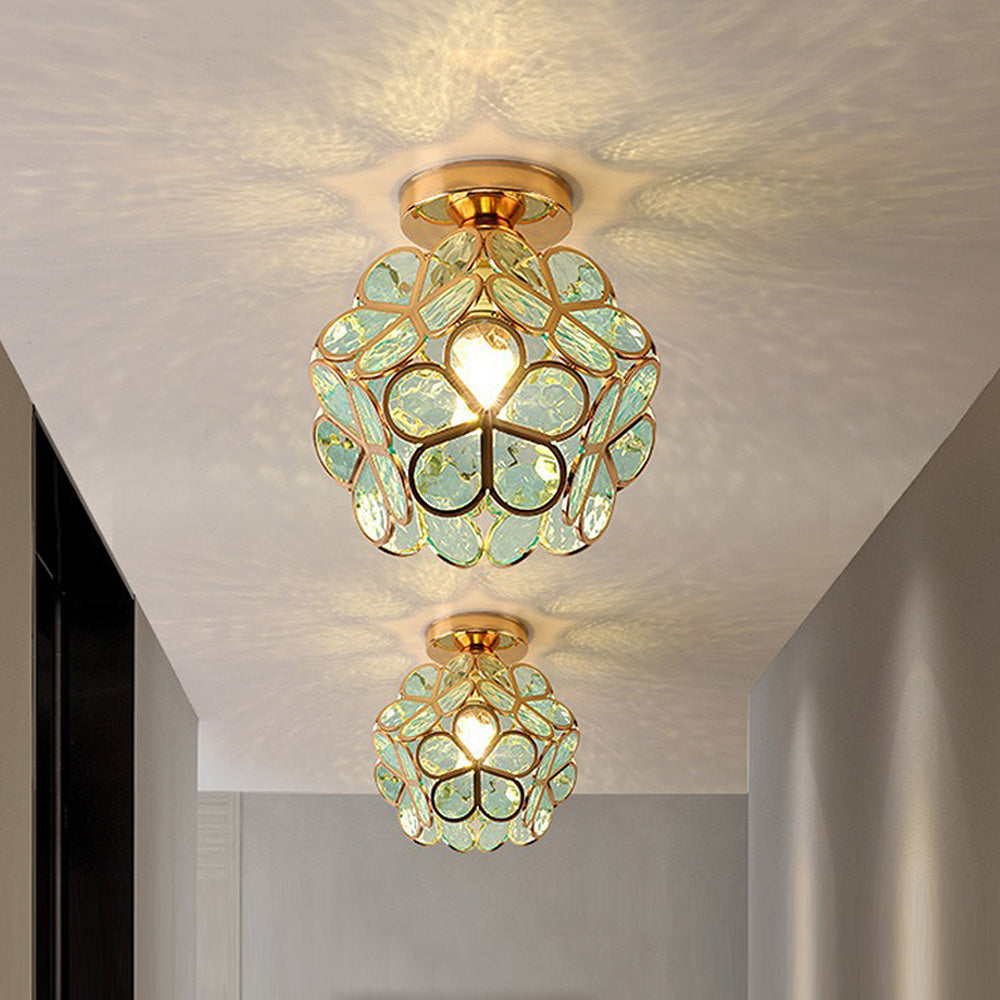 Lampsmodern Design Flowers Style Ceiling Lamp Gold Glass Hallway ...