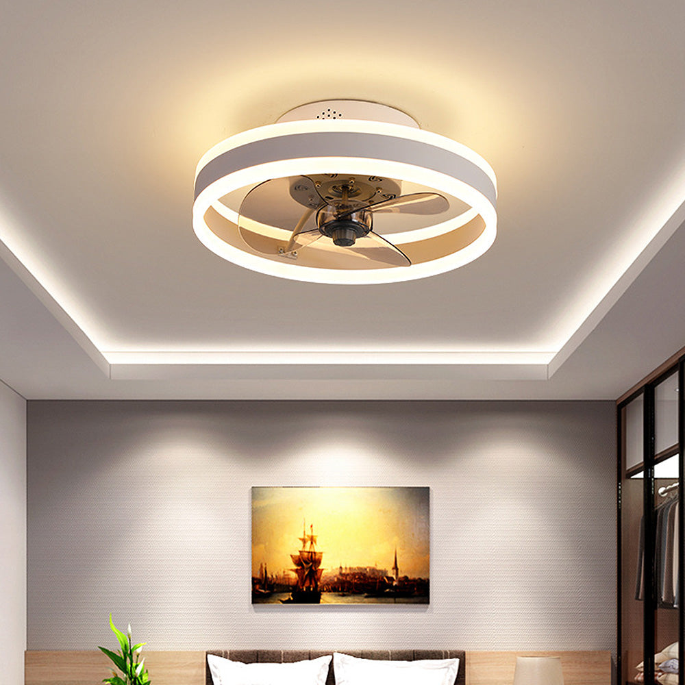 Lampsmodern Simple Round Bedroom Ceiling Fan With LED Light Modern ...