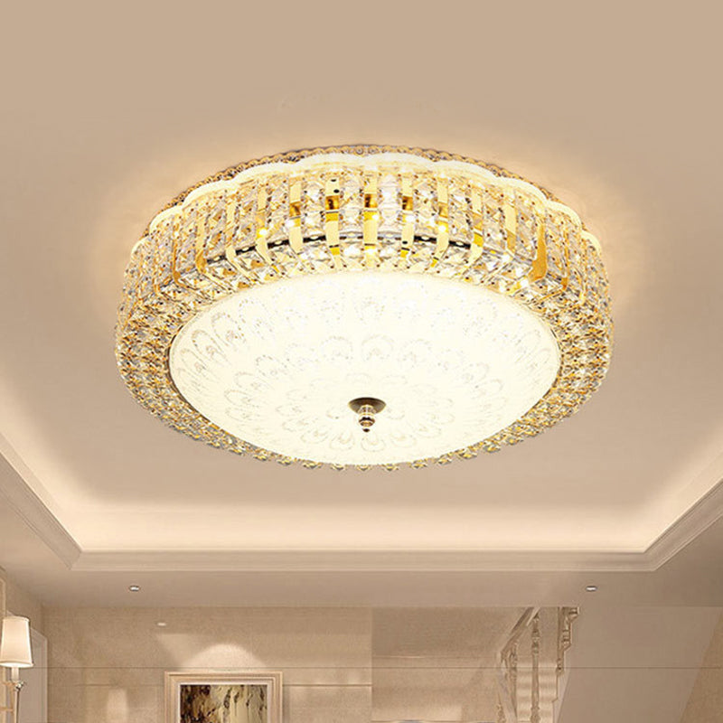 Lampsmodern Ceiling Lamp Modern Round Crystal Low Ceiling Light For Bedroom