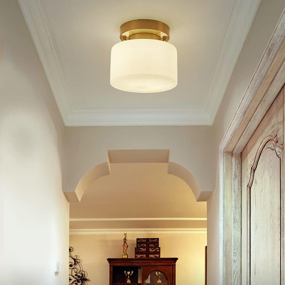 Lampsmodern Ceiling Lamp Minimalist Brass White Semi-Flush Ceiling Light