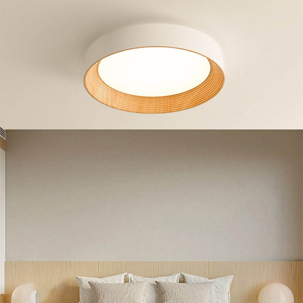 Lampsmodern Flush Ceiling Lights Wood Round LED Ceiling Light