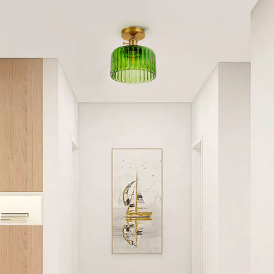 Lampsmodern Ceiling Light Modern Green Glass Retro Cylinder Ceiling ...