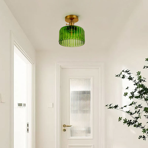 Lampsmodern Ceiling Light Modern Green Glass Retro Cylinder Ceiling ...