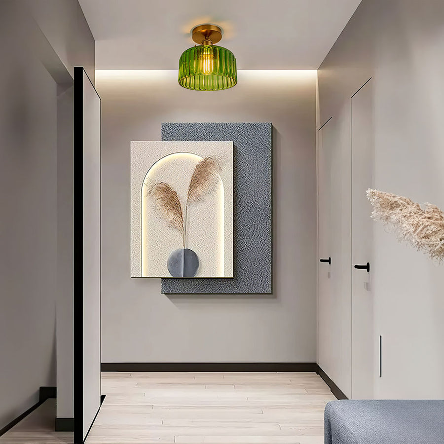 Lampsmodern Ceiling Light Modern Green Glass Retro Cylinder Ceiling ...