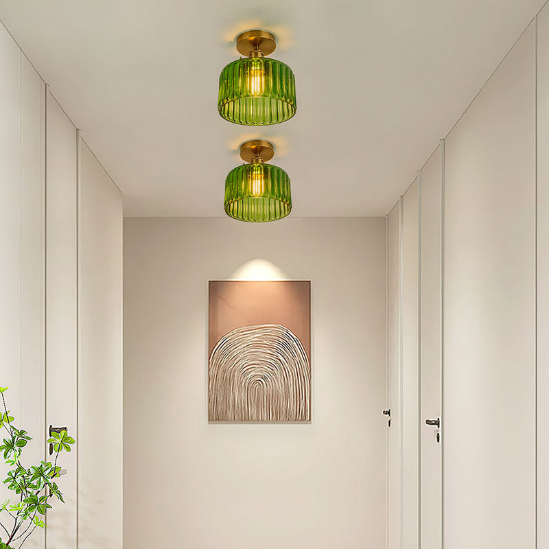 Lampsmodern Ceiling Light Modern Green Glass Retro Cylinder Ceiling ...