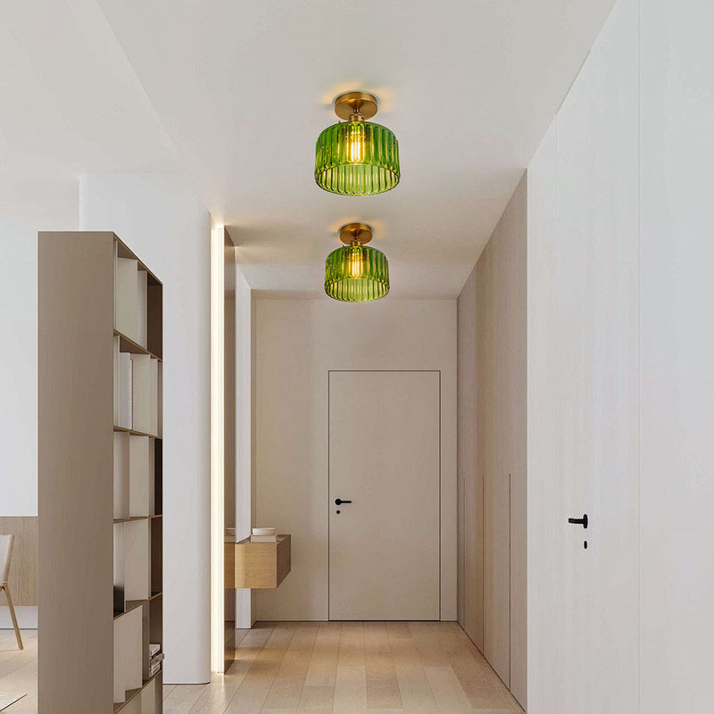 Lampsmodern Ceiling Light Modern Green Glass Retro Cylinder Ceiling ...