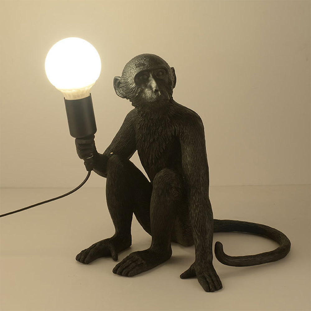 Lampsmodern Black Monkey Bedside Table Lamp Resin Bedroom Table Lights