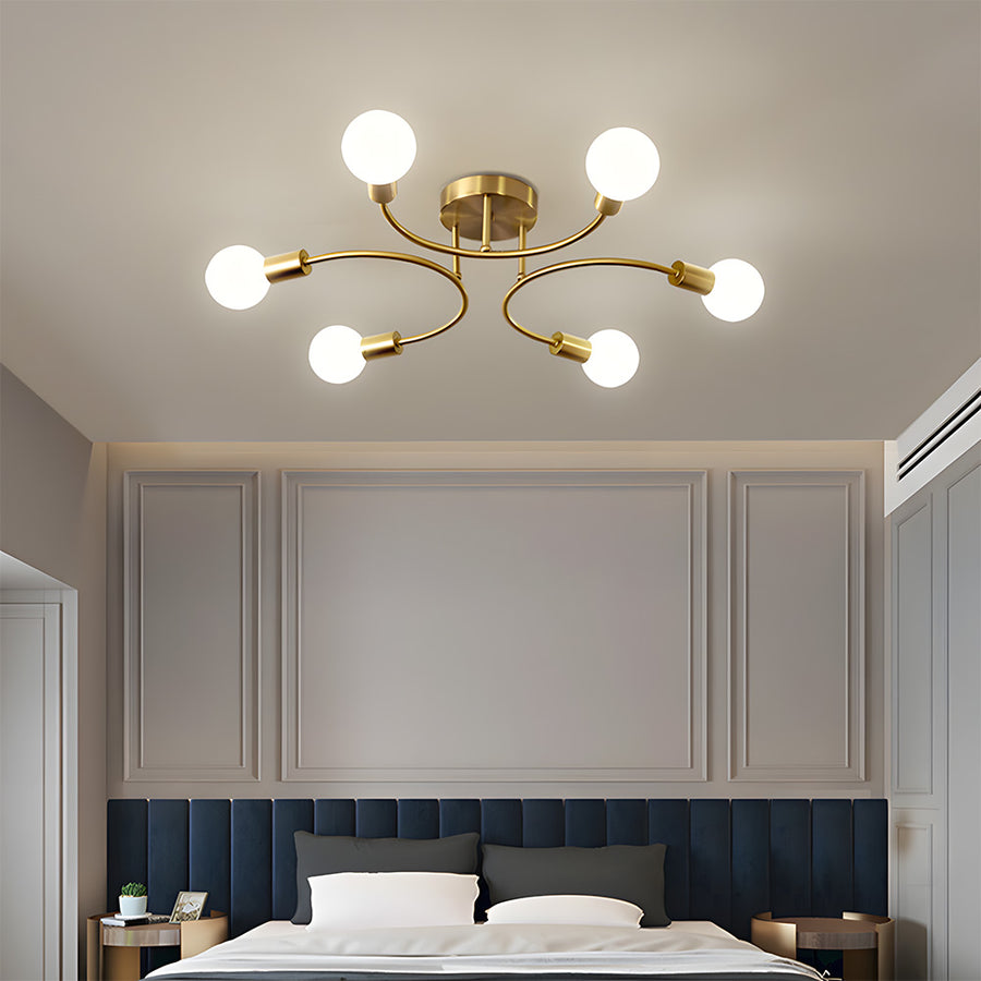 Ceiling light for bedroom - creative multi-bulb, golden design ...