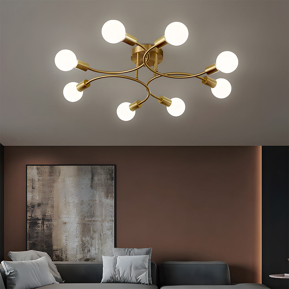 Ceiling light for bedroom - creative multi-bulb, golden design ...