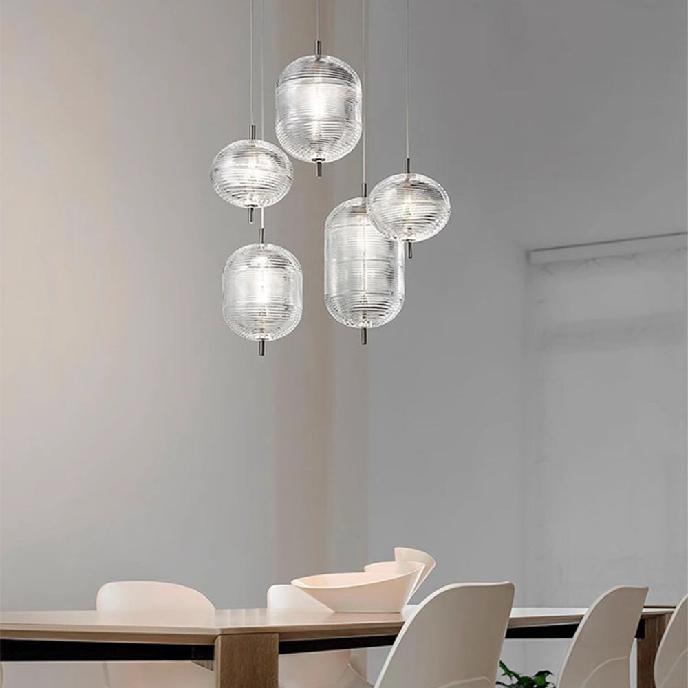 Lampsmodern Elegant Ripple Patterned Glass LED Pendant Light for Home ...