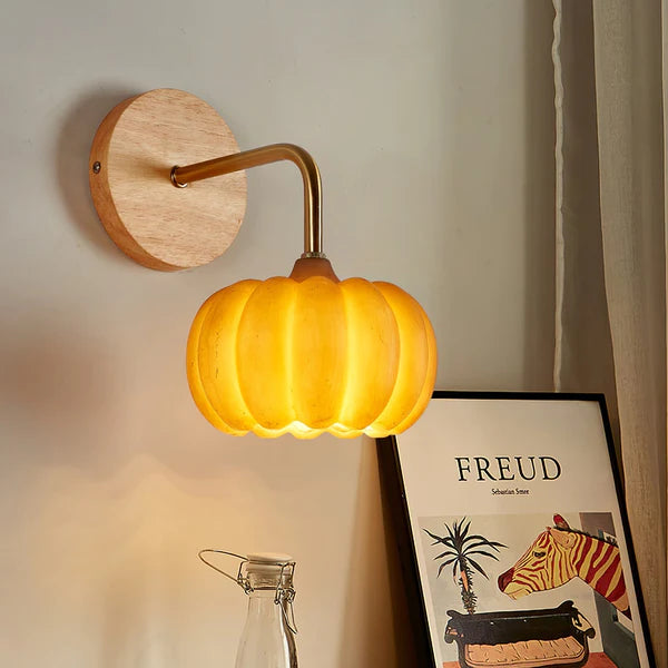 Lampsmodern Resin Material Wall Light Yellow Pumpkin Wall Lamp For Extrance